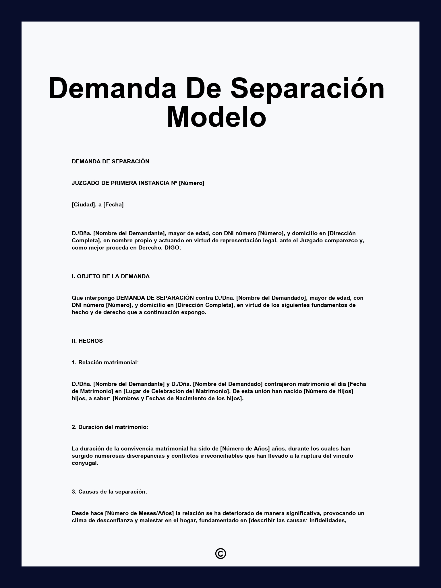 Demanda De Separación Modelo