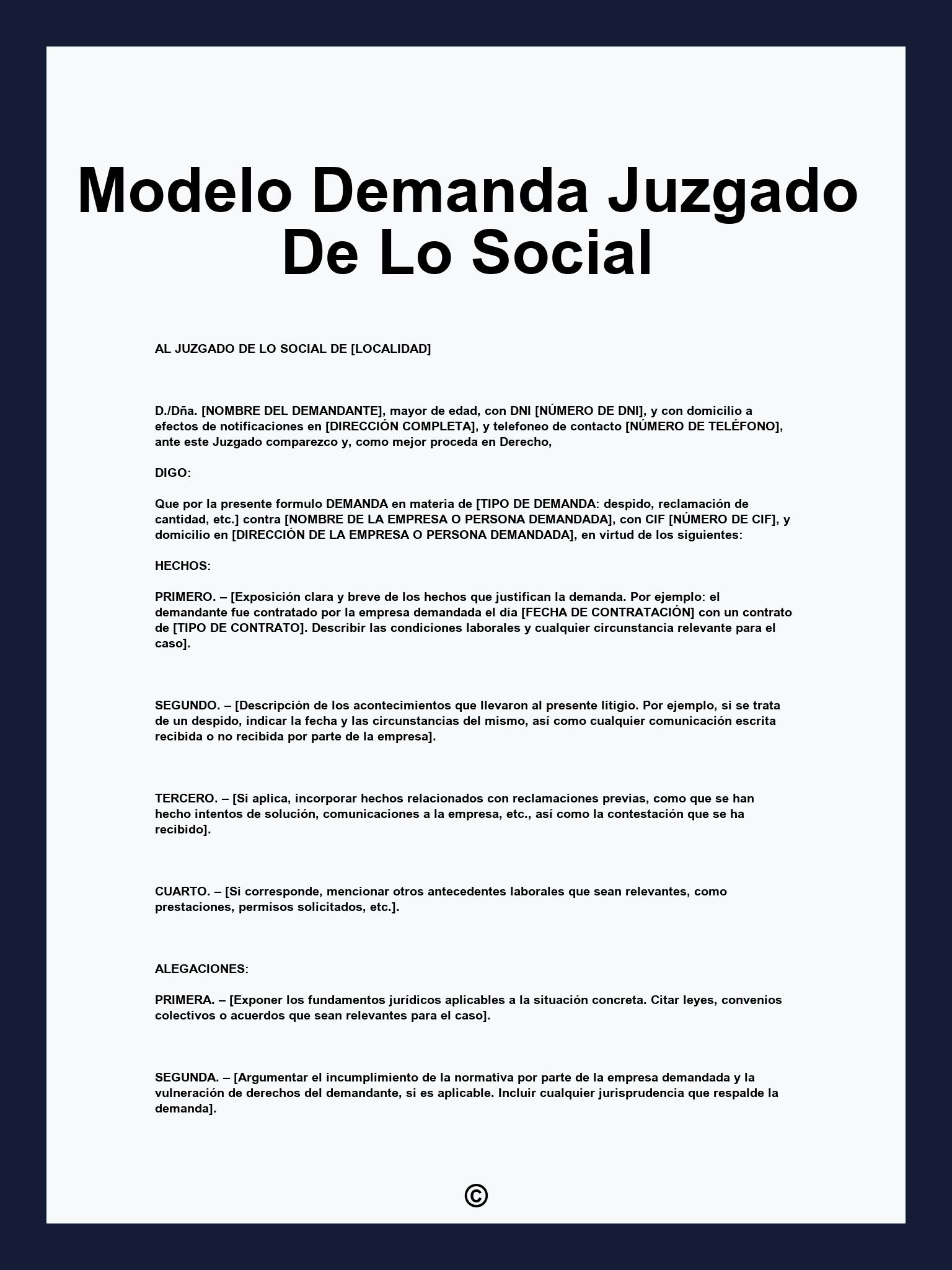 Modelo Demanda Juzgado De Lo Social