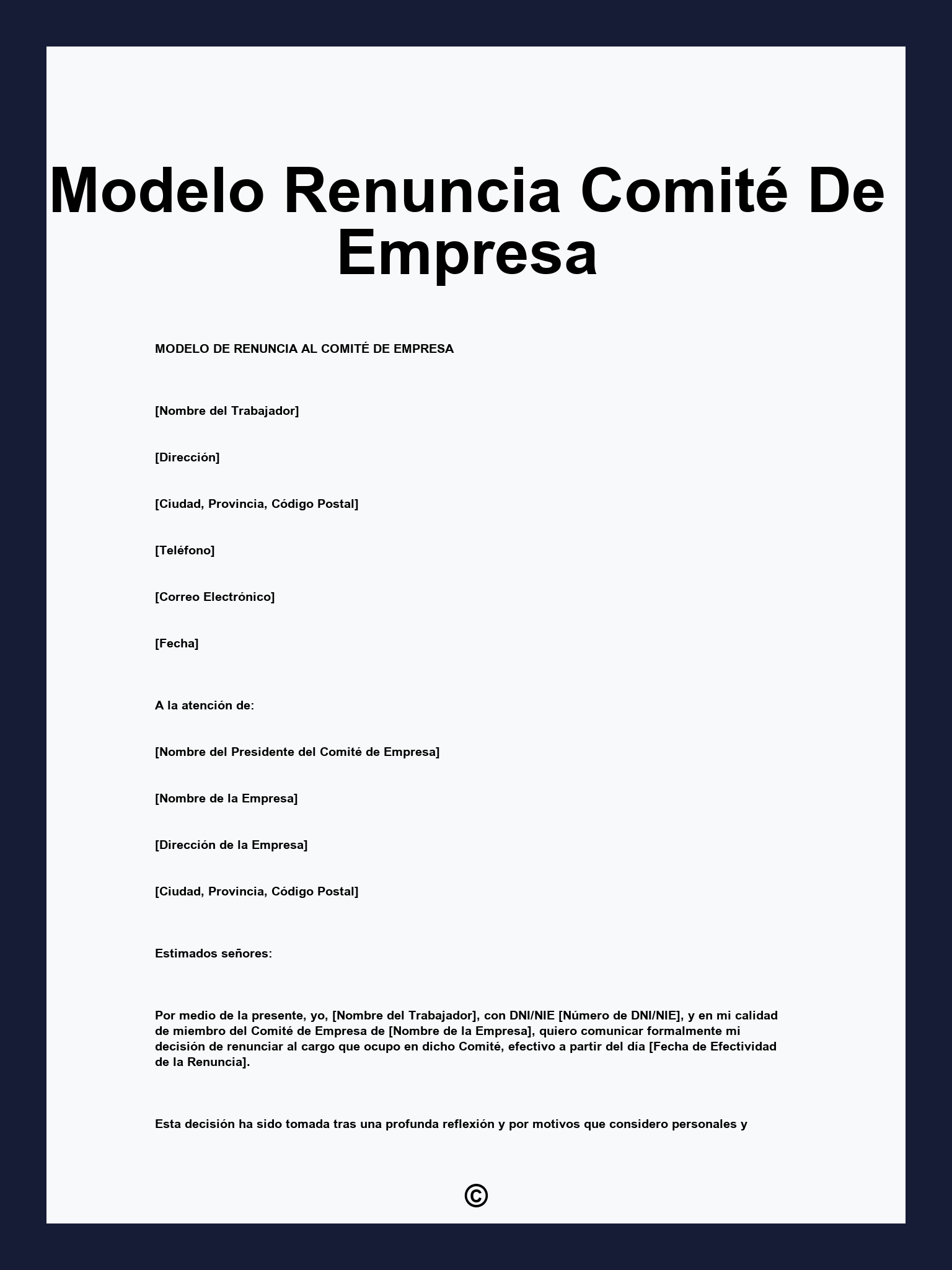 Modelo Renuncia Comité De Empresa